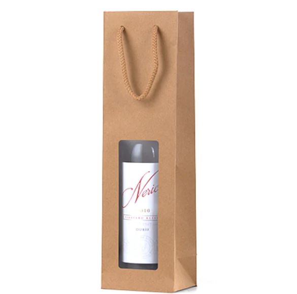 Single Wine Bag with Window Kraft › Packaging Products