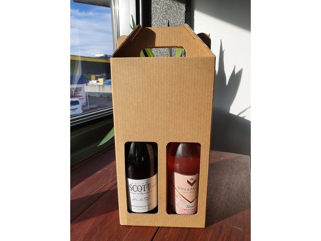 2 Bottle Wine Carry Pack KRAFT › Packaging Products