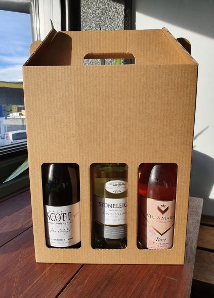 3 Bottle Wine Carry Pack KRAFT › Packaging Products