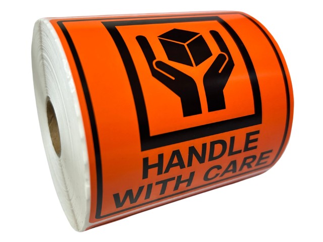 Handle With Care Labels 99mmx99mm 500/Roll › Packaging Products