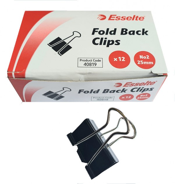 No 2 Fold Back Clip 25mm Box/12 › Packaging Products