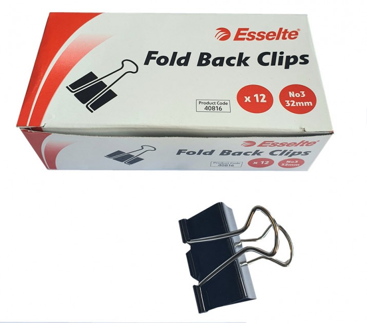 No 3 Fold Back Clip 32mm Box/12 › Packaging Products