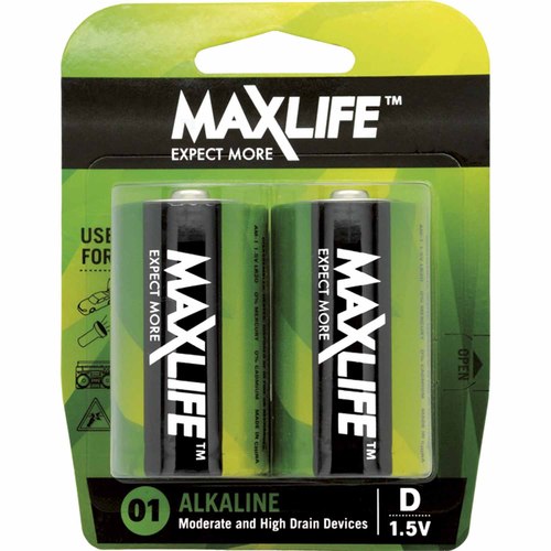 Battery D Max Life Alkaline (Pack 2) › Packaging Products