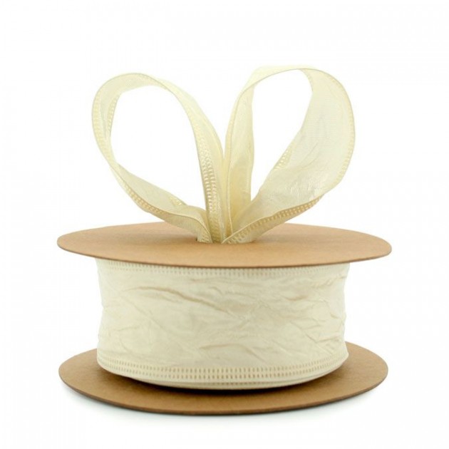 Ribbons NZ | Cream Taffeta Wire Edge Ribbon | 38mmx20m Roll