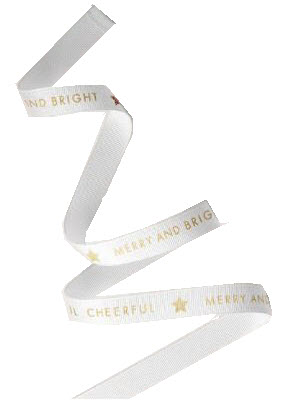 10mm Xmas Cheer Ribbon Gold/White › Packaging Products